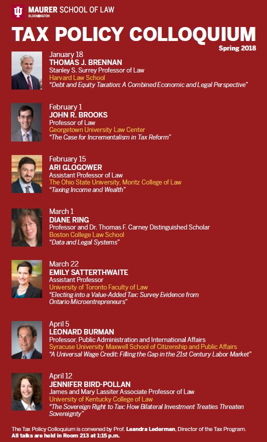 The 2018 Tax Policy Colloquium at the IU Maurer Law School – The Surly ...